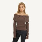 LIPHOP - Off-Shoulder Fold-Over Ribbed Top | YesStyle