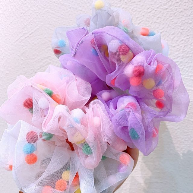 Azalea - Pom Pom Mesh Scrunchie | YesStyle