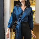 Windflower - Long-Sleeve Wrap Blouse | YesStyle