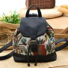 Vintage Kiss - Floral Print Canvas Buckled Faux Leather Backpack | YesStyle