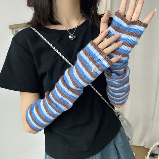 Epoch - Striped Knit Arm Sleeves | YesStyle