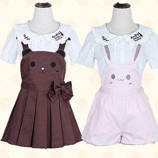 GOGO Girl - Short-Sleeve Blouse / Bear Jumper Dress / Rabbit Jumper ...