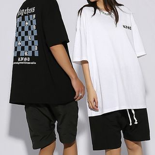 TIDE CARD LOG - Elbow-Sleeve Checkerboard T-Shirt | YesStyle