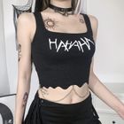 Solvor - Chained Lettering Print Cropped Tank Top | YesStyle