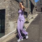 LIPHOP - Set: Asymmetric-Hem Slim Tank Top + Boot-Cut Pants | YesStyle