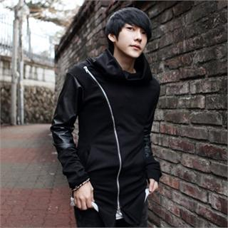 ABOKI - Asymmetric Zip Faux Leather Jacket | YesStyle