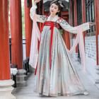 RIMIA - Floral Print Pleated Hanfu Costume / Sash / Set | YesStyle