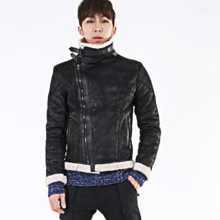 deepstyle - Diagonal-Zip Faux Leather Jacket | YesStyle