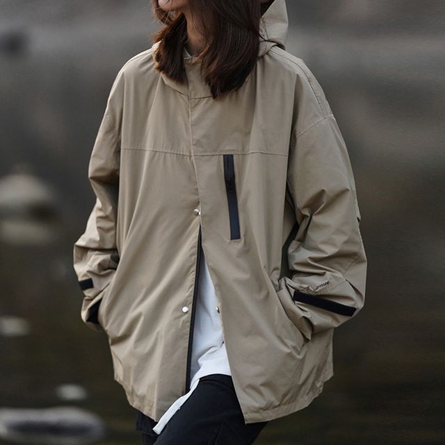 JUN.LEE - Lettering Hooded Windbreaker | YesStyle