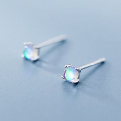 A’ROCH - 925 Sterling Silver Moonstone Stud Earrings | YesStyle