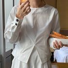 Walando - Crew Neck Plain Slit Blouse | YesStyle