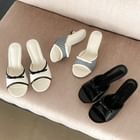 DABAGIRL - Open-Toe Flare-Heel Ribbon Mules | YesStyle