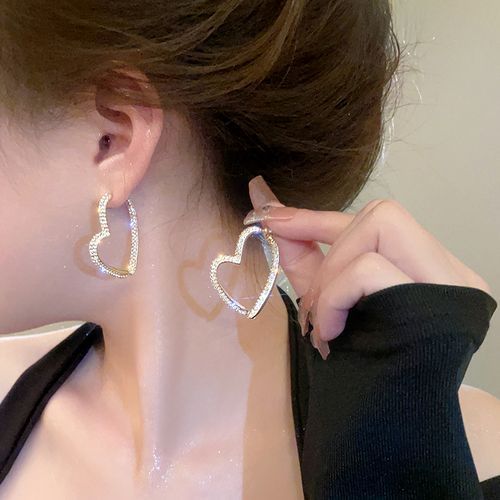 Gempool Rhinestone Heart Hoop Earring YesStyle
