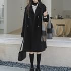 Ariadne - Plain Long Double-Breasted Coat | YesStyle