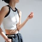 Hopsi - Crewneck Two Tone Crop Tank Top | YesStyle