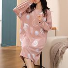 Lion Sniff - Long-Sleeve Round Neck Print Pajama Dress | YesStyle