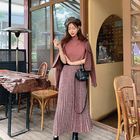 YANSAE - Accordion Pleated Leopard Maxi Skirt | YesStyle