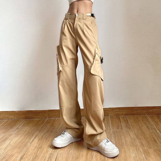 BrickBlack - Snap Buckle Loose Fit Cargo Pants | YesStyle
