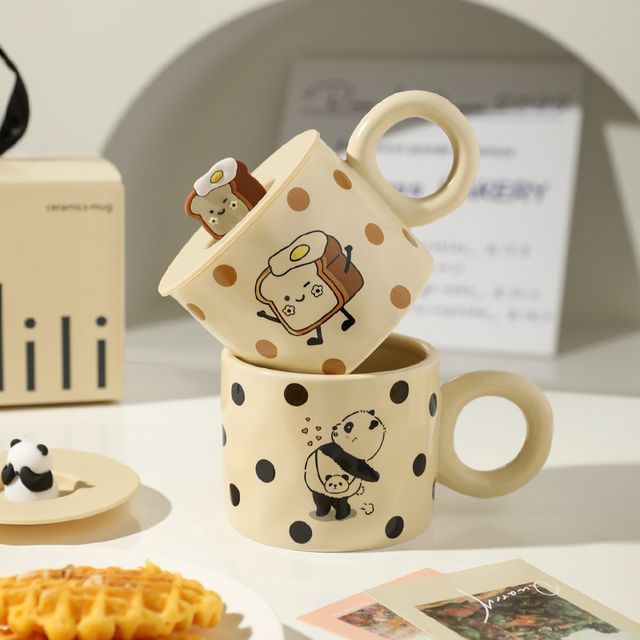 Chrysalis - Cartoon Ceramic Mug with Lid (various designs) | YesStyle