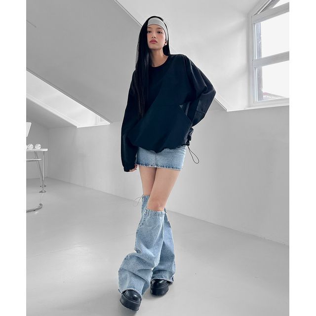 SIMPLY MOOD - Denim Set: Mini Skirt + Leg Warmers | YesStyle