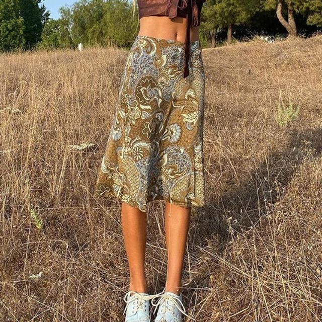 Sosana - High-Waist Floral Print Midi Skirt | YesStyle