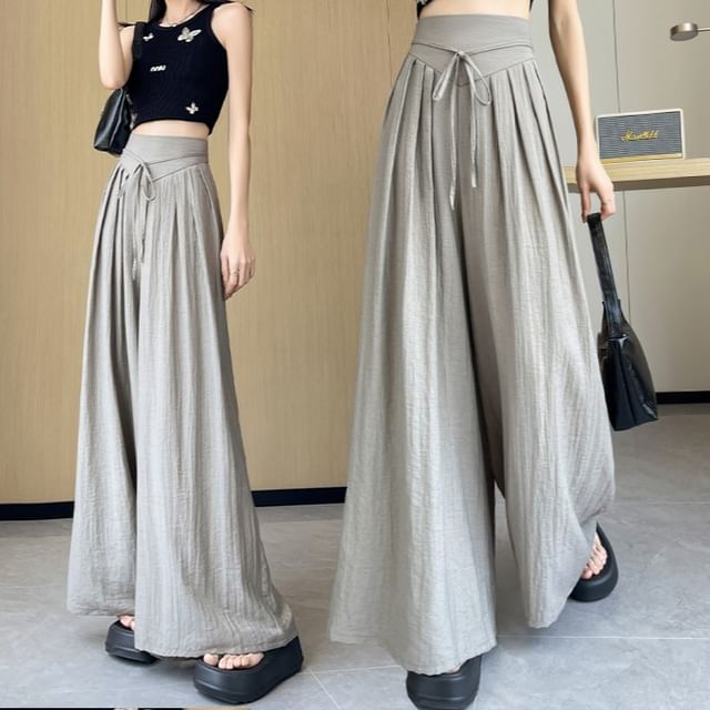 Magimomo - High Waist Plain Inverted Pleated Wide Leg Pants (Various ...