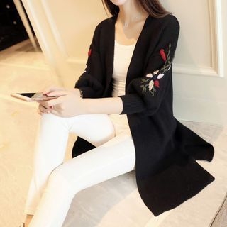 Bubbleknot - Embroidered Long Cardigan | YesStyle