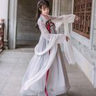 Nuwa - Hanfu Set: Long-Sleeve Top + Strapless Maxi Dress + Scarf | YesStyle