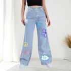 Jovius - High Rise Cartoon Print Wide Leg Jeans | YesStyle
