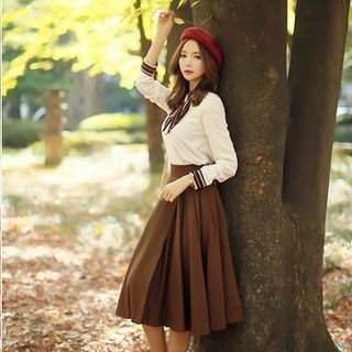 Styleonme - A-Line Wool Blend Skirt | YesStyle