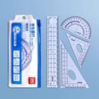 Yogow - Set of 4: Plastic Ruler + Protractor + Set Square (Various ...