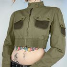 Puffie - High Neck Zip-Up Crop Cargo Jacket | YesStyle