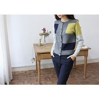 Hello sweety - Color-Block Wool Blend Cardigan | YesStyle