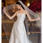 wioniar - Patterned Beaded Satin A-Line Tube Wedding Gown | YesStyle