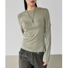 SIMPLY MOOD - Tiered-Sleeve Slim T-Shirt | YesStyle