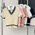 Lemongrass - CRopped Mock Two-Piece Polo Shirt in 5 Colors | YesStyle