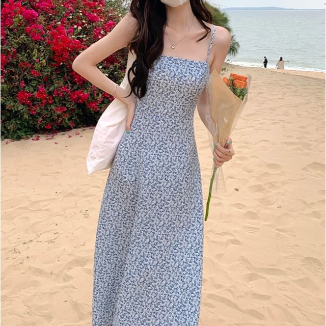 LINSI - Spaghetti Strap Floral Maxi Sundress | YesStyle