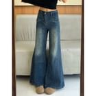 Wisjam - Mid Waist Washed Bell Bottom Jeans | YesStyle