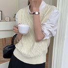 Walando - Crew Neck Plain Cable Knit Sweater Vest | YesStyle