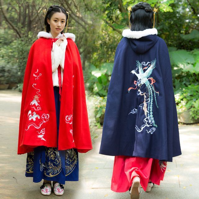 Presualyze - Phoenix Embroidered Hooded Fluffy Trim Midi Tie Front ...