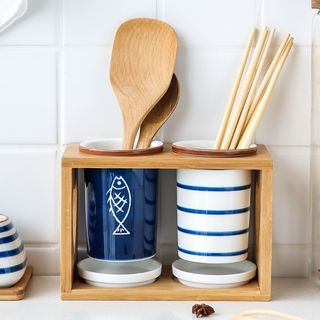 Kawa Simaya - Wooden & Ceramic Cutlery Drying Rack | YesStyle