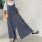 theajshia - Striped Wide Leg Dungaree | YesStyle