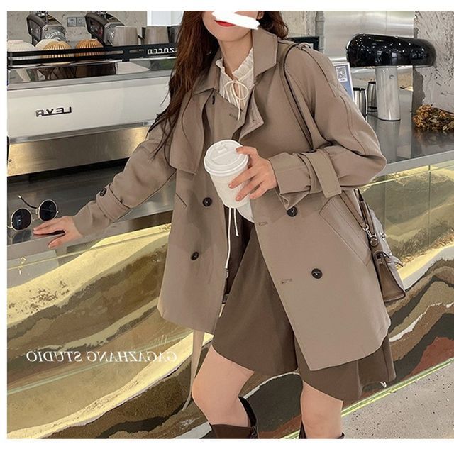 Fa-in - Plain Double-Breasted Trench Jacket | YesStyle