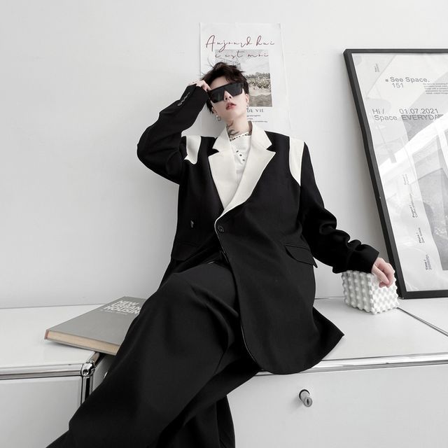 Patow - Two Tone Double Breasted Blazer | YesStyle
