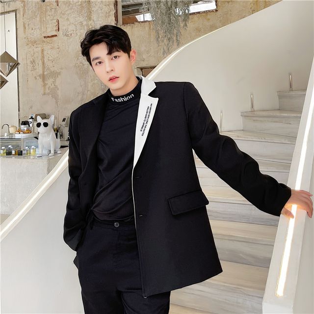 Patow - Lettering Two-Tone Blazer | YesStyle