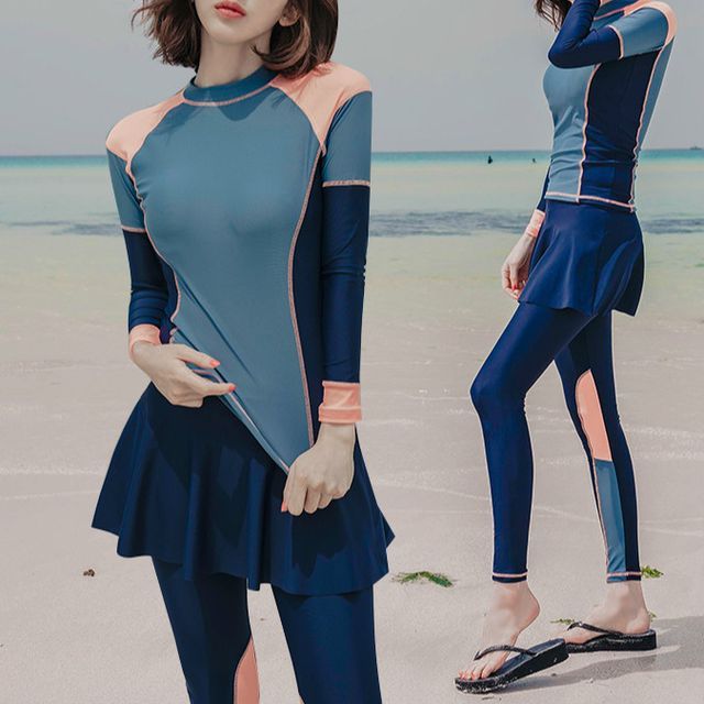 Blue Lagoon - Set: Printed Rash Guard + Swim Bottom + Skirt + Pants ...
