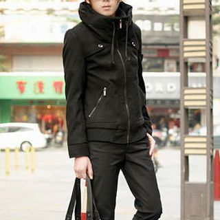 Free Shop - Flap-Detail Hidden Hood Jacket | YesStyle