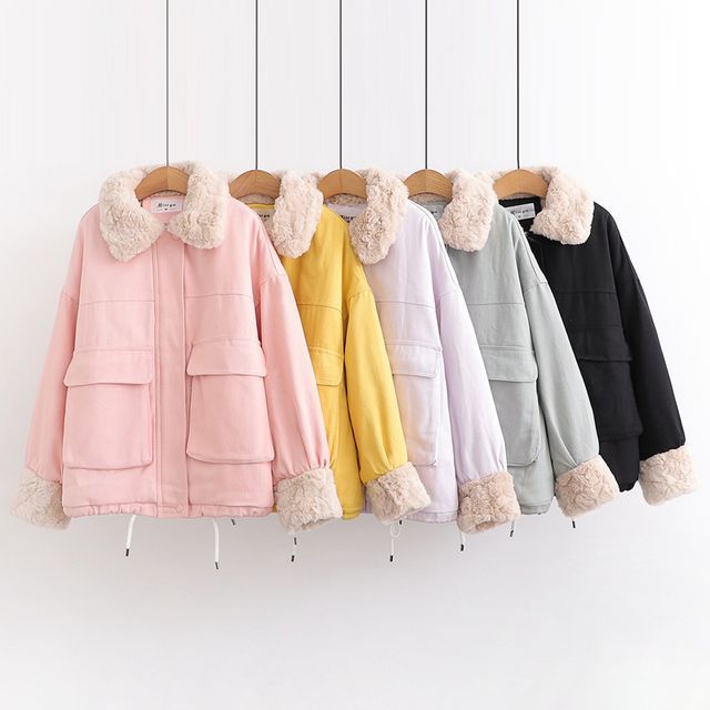 TOJI - Fluffy Trim Zip Cargo Jacket | YesStyle