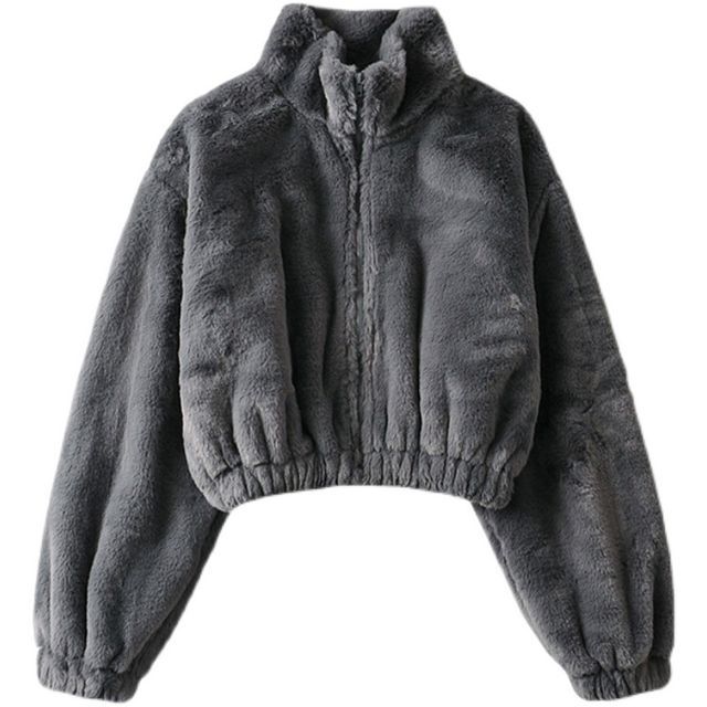 LexiLotte - Cropped Fluffy Zip-Up Jacket | YesStyle