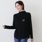 Lemite - Smiley Mock-Neck Rib-Knit Top | YesStyle
